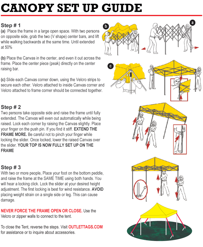 Canopy Set Up Guide - Outlet Tags Canopies Ottawa
